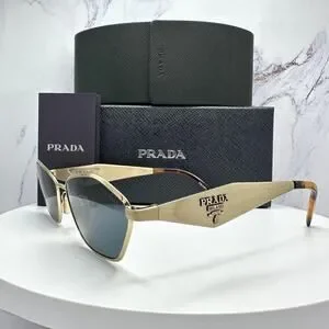 Prada | Accessories | New Prada Sunglasses Gold Metal 3d Logo Aviator ...